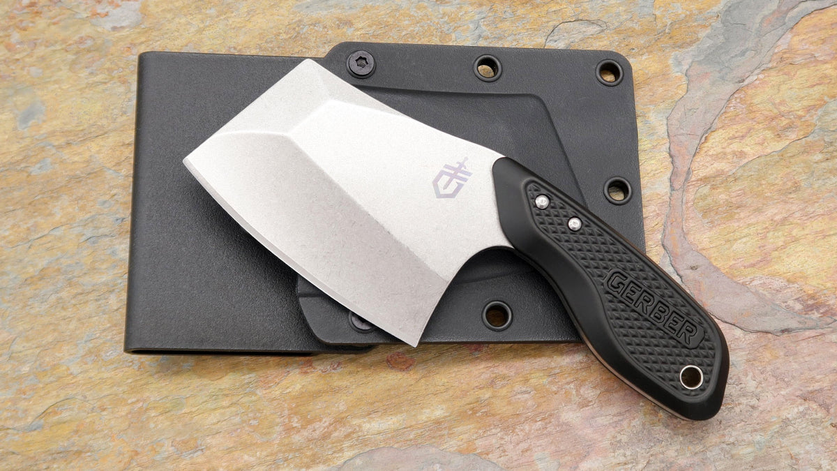 Tri-Tip Mini Cleaver Fixed Blade, Black Aluminum Handle 1693 ...