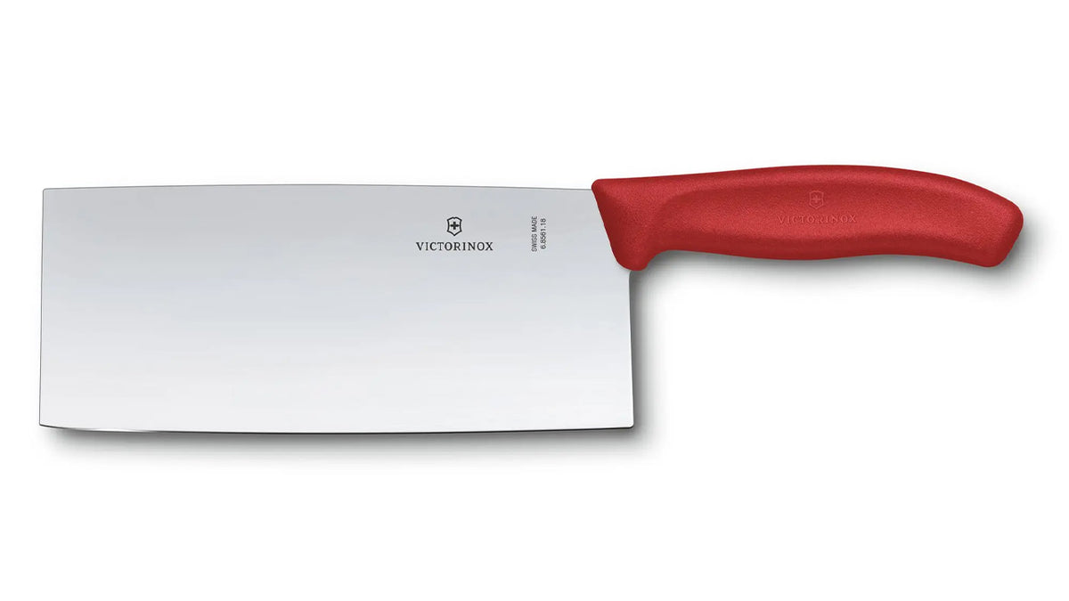Victorinox Chinese Chef Knife, Red Handle 6.8561.18G – Edgeworks Knife ...