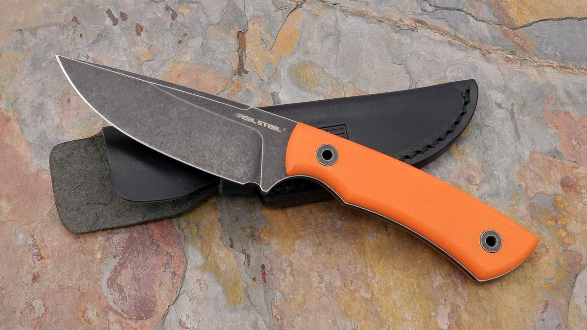 Real Steel Forager Fixed Blade, Orange Handle Black Blade 3751 ...