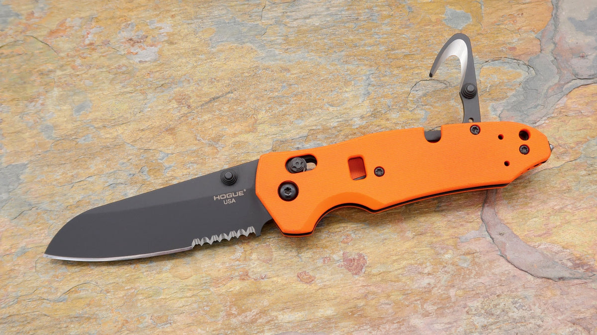Hogue Trauma First Responder Tool, Black Combo Edge Orange Handle 3477 ...