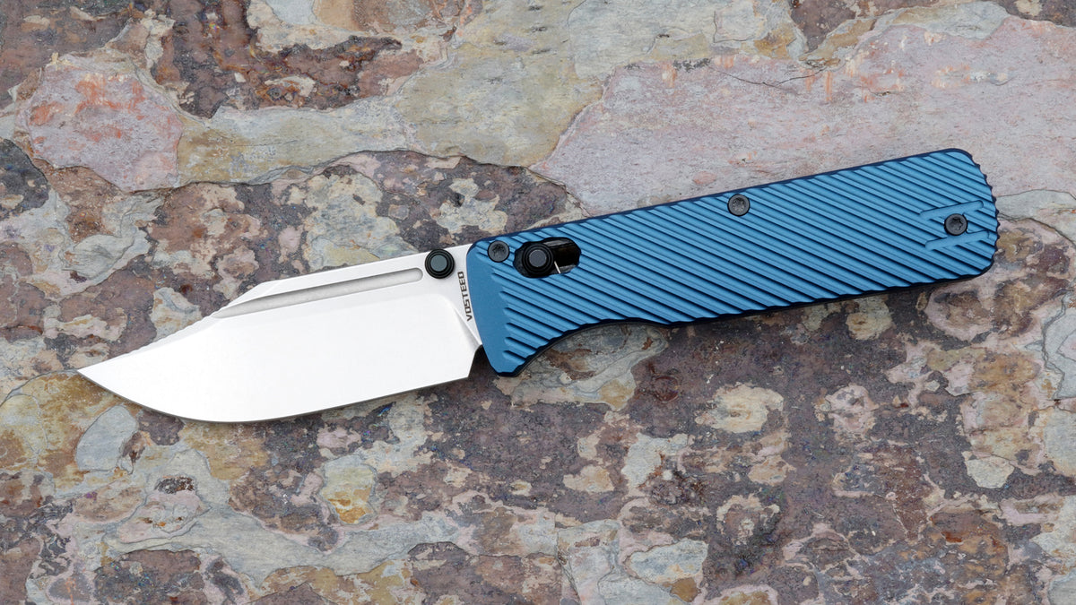 Vosteed Vombat Crossbar Lock Folder, Bowie Blade and Blue Aluminum Han ...