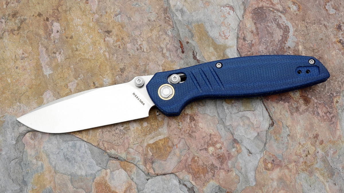 Vosteed Corsair Crossbar Lock, Blue Micarta Handle CS29NWML – Edgeworks ...