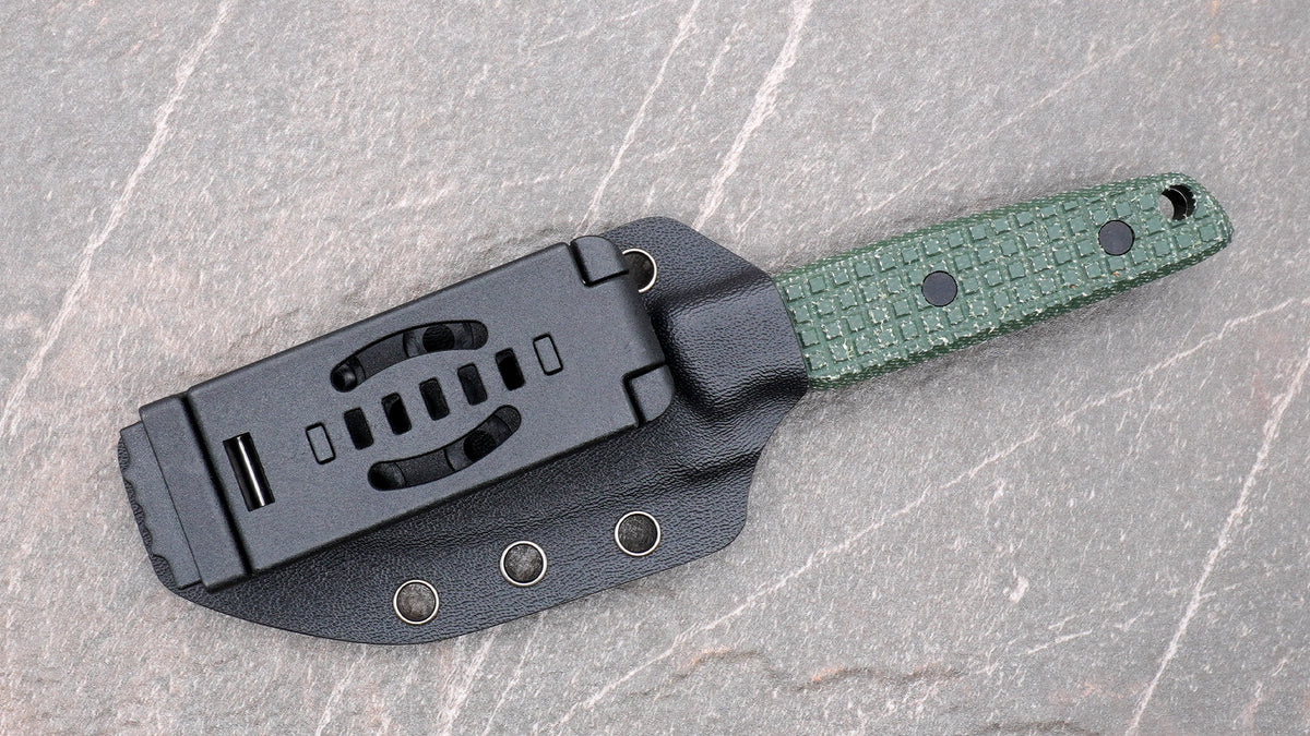 Vosteed Mink Fixed Blade, Black Blade and Green Micarta Handle D0102 ...