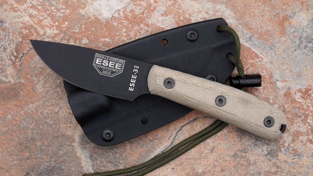 ESEE 3-HM, Round Micarta Hanldes and Kydex Sheath ESEE-3HM-K ...