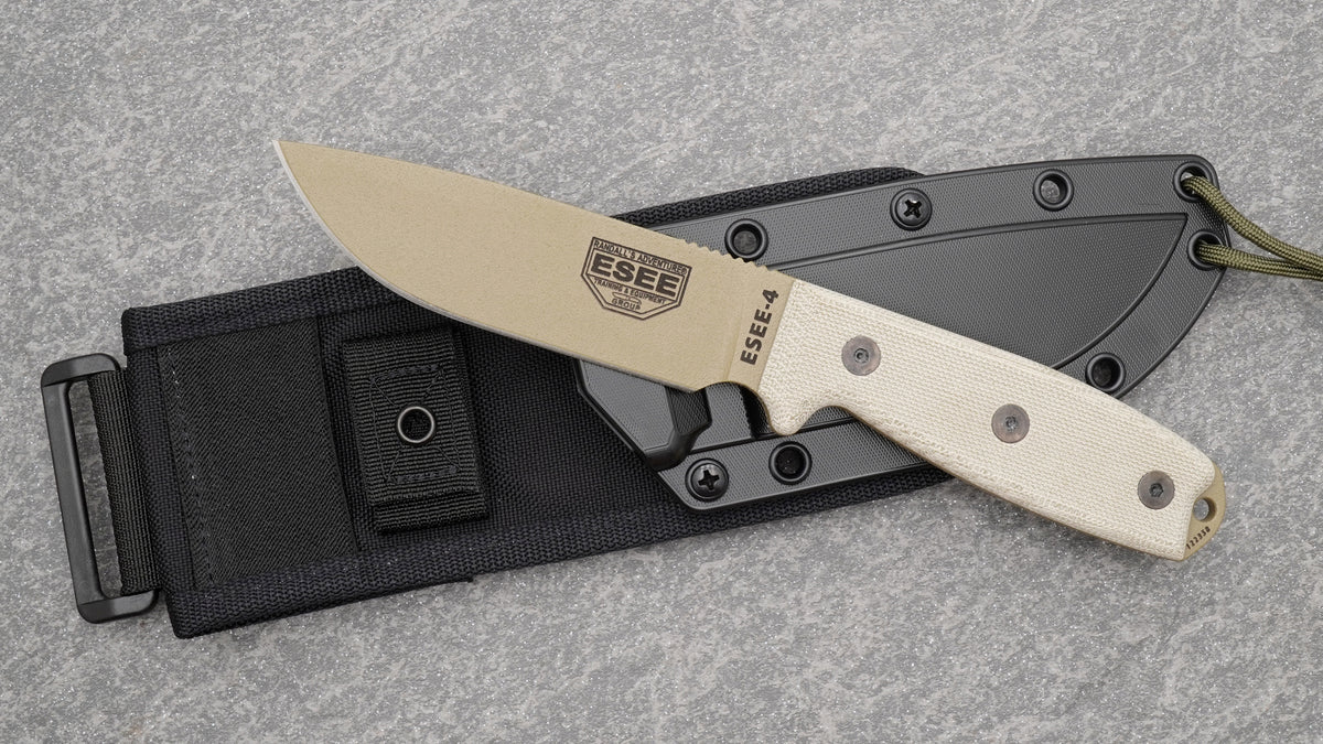 ESEE-4P MOLLE Back, Dark Earth, Canvas Micarta Handle ESEE-4P-MB-DE ...