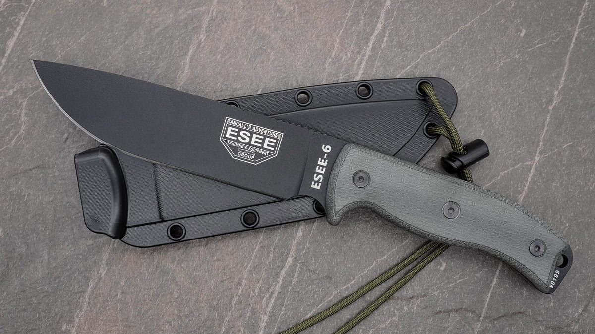 ESEE 6 Black Plain Edge, Black Sheath ESEE-6P-B – Edgeworks Knife ...