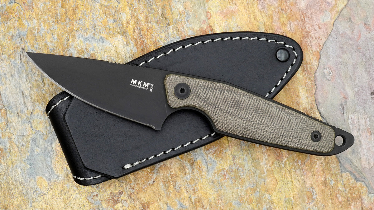 MKM Makro 1 Fixed Blade, Black Blade and Green Micarta Handle MA01-GCB ...