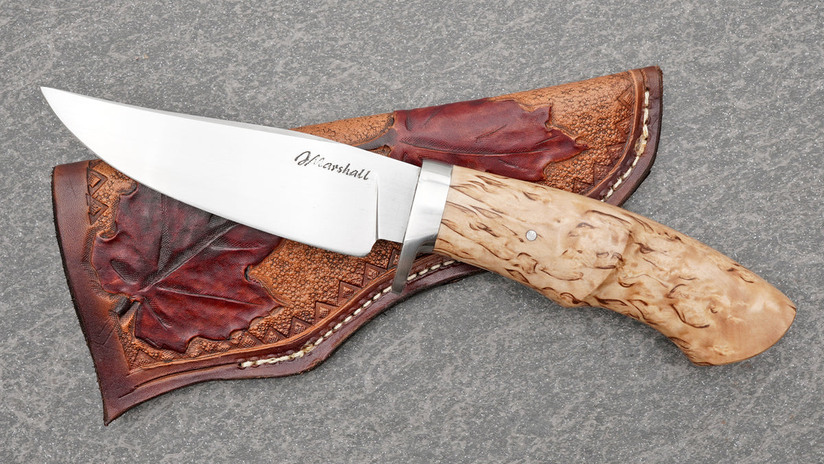 John Marshall Backwoodsman, Masur Burl Handle – Edgeworks Knife & Supply Co