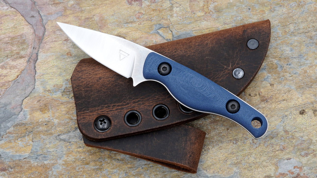 Creely Minnow, MagnaCut with Blue PETG-CF Handle – Edgeworks Knife ...