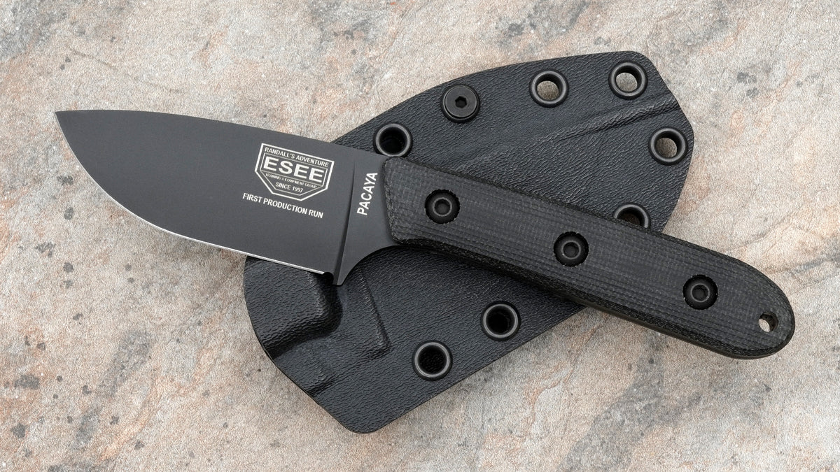 ESEE Pacaya Fixed Blade, Black CPM-3V Blade and Black G-10 Handle PACA ...