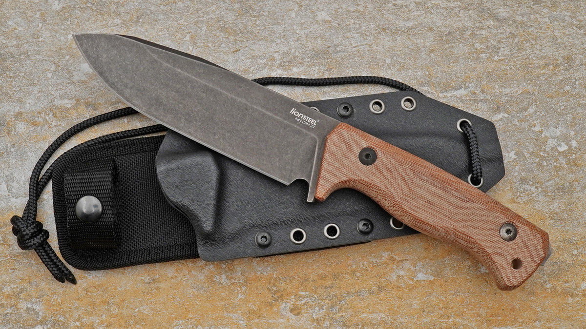 Lionsteel T6 Fixed Blade, Black Blade and Natural Micarta Handle T6BCV ...