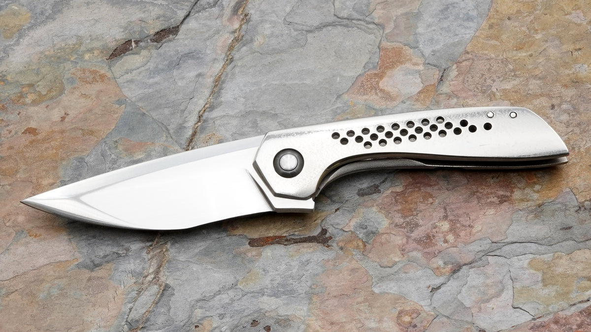 Tuff Knives Mini Double Flipper, Orange Peel Titanium with Zirc Clip a ...