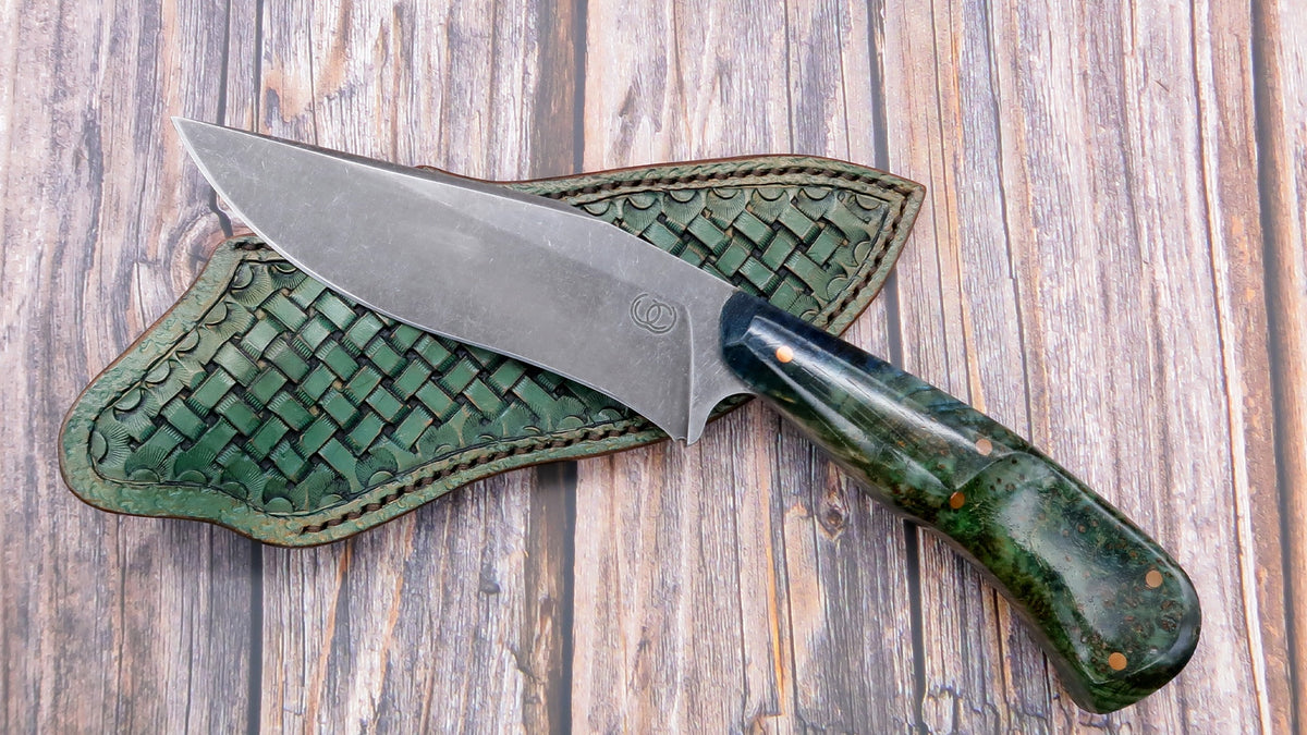 WJC Knife & Tool Recurve, Dyed Black Ash Burl Handle – Edgeworks Knife ...