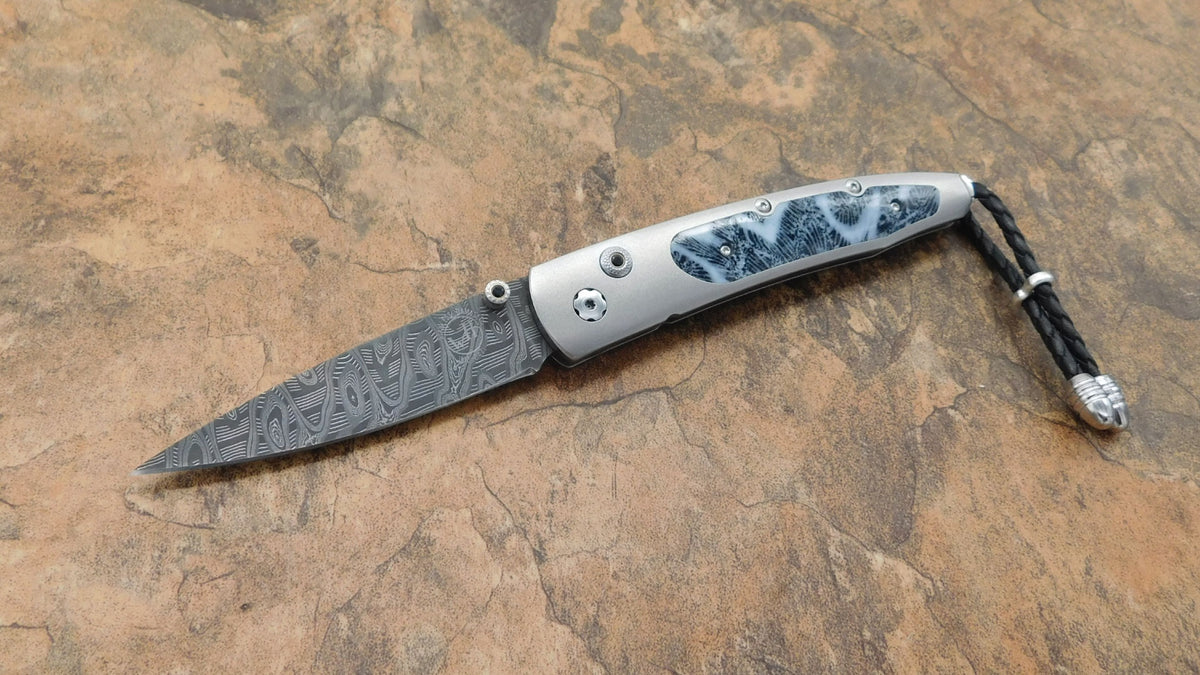 B10-Black Cove, Titanium with Brain Coral and Hornets Nest Damascus Bl ...